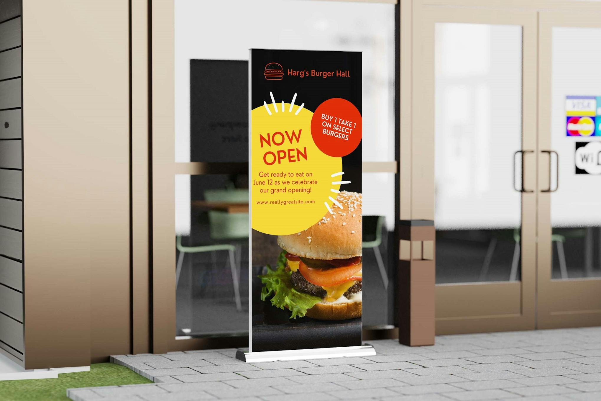 Rollup Banner in Front of Store Mockup | Design Shack