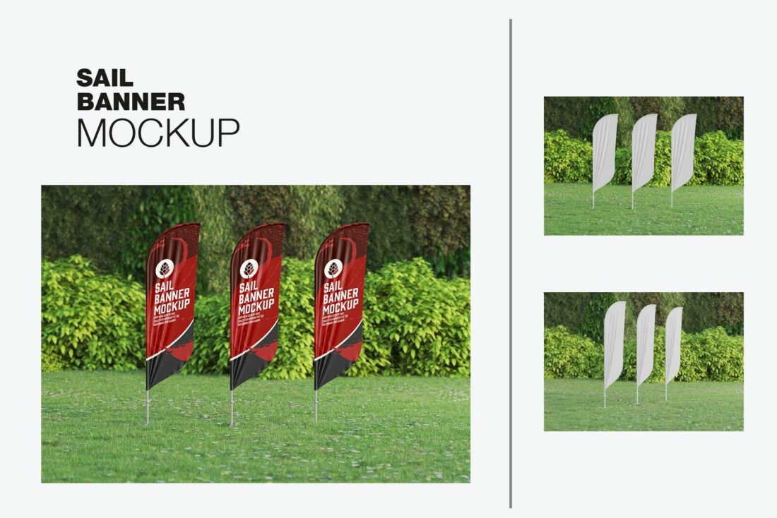 Sail Banner Garden Flag Mockups | Design Shack