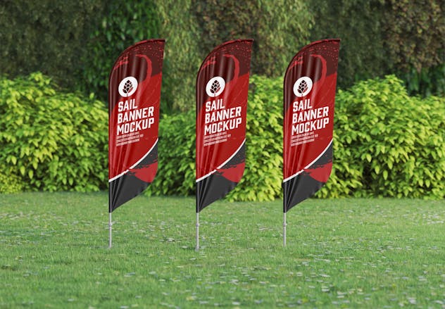 Sail Banner Garden Flag Mockups | Design Shack
