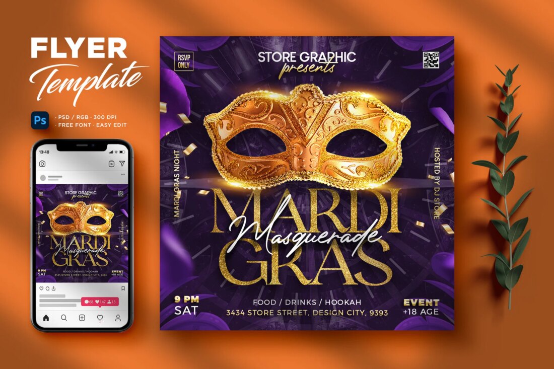 25+ Best Mardi Gras Templates: Masks, Flyers, Invitations & More ...