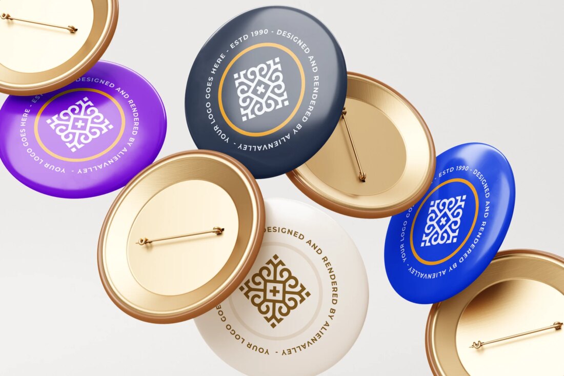 25+ Pin & Badge Mockup Templates | Design Shack