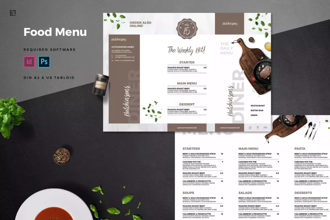 Trifold Restaurant Menu Template | Design Shack