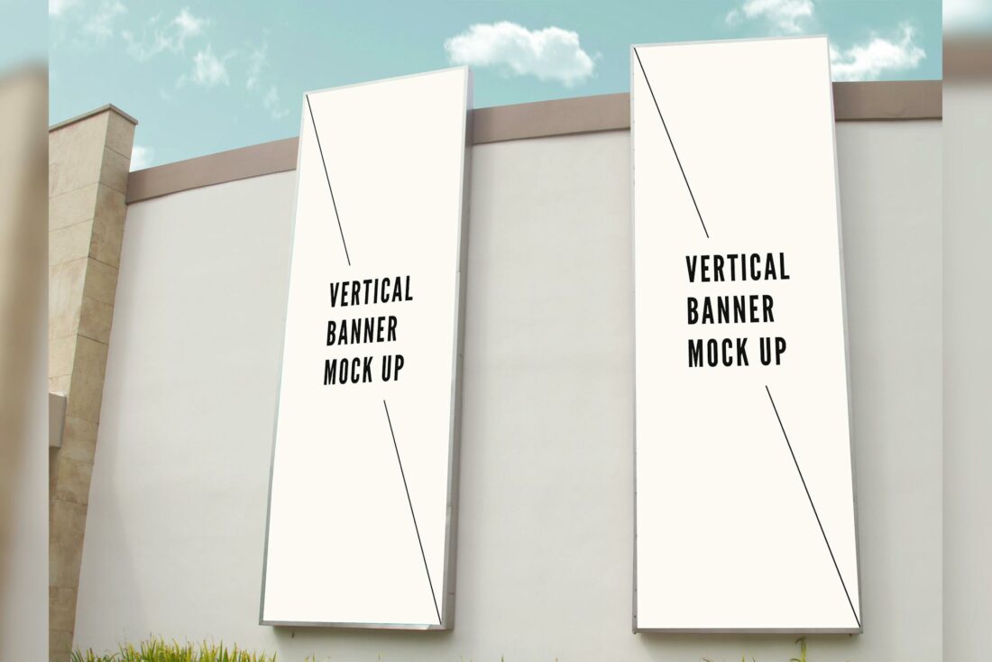 Vertical Banner on Wall Mockups | Design Shack