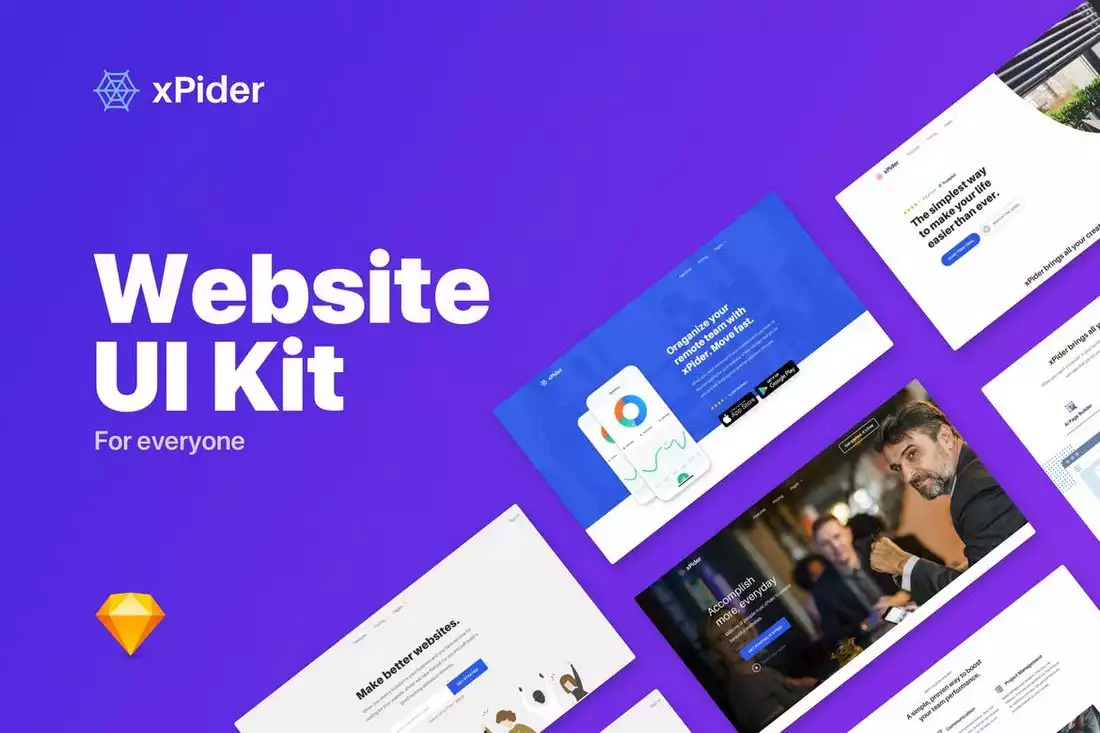 xPider Website UI Kit Sketch Template | Design Shack